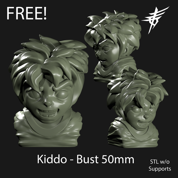 3D Printable FREE! Kiddo 50mm Bust STL by Good Freakin Miniatures